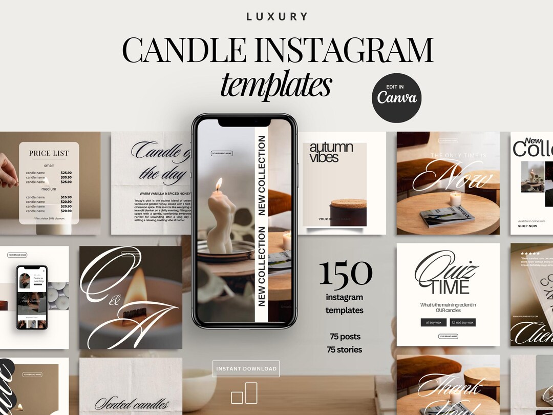Luxury Candle Instagram Templates: Social Media Kit (canva) - Etsy