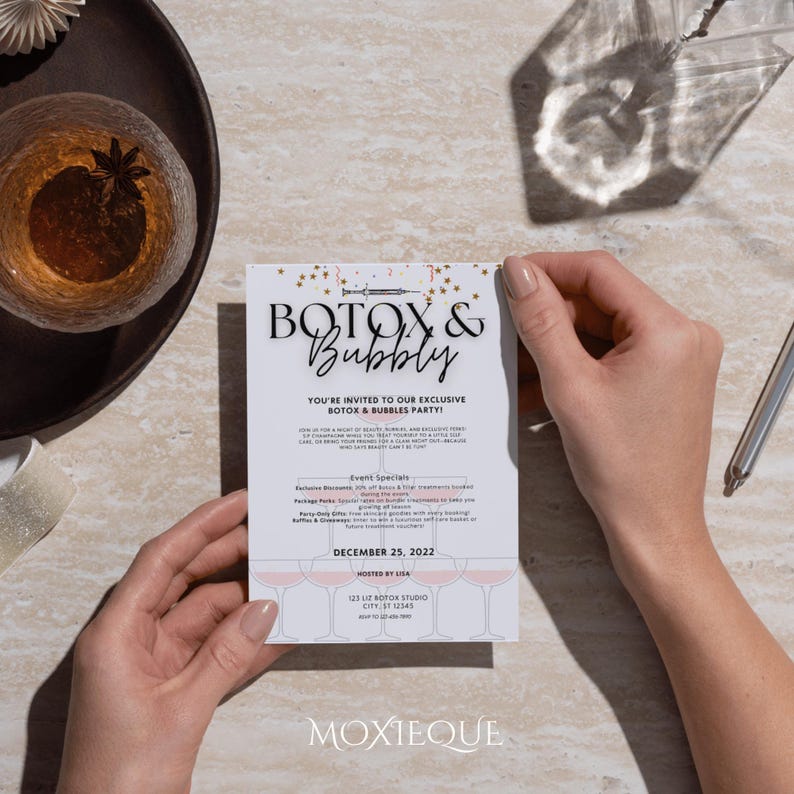 Botox Party Invite, Filler Special Flyer, Spa Flyer Template, Promotion ...