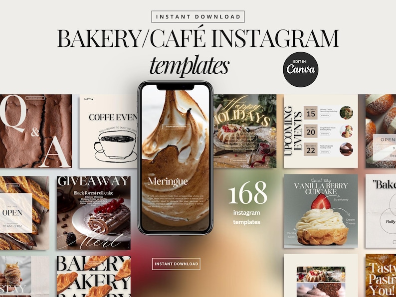 Bakery Instagram Post Templates, Christmas Marketing Template Bundle ...