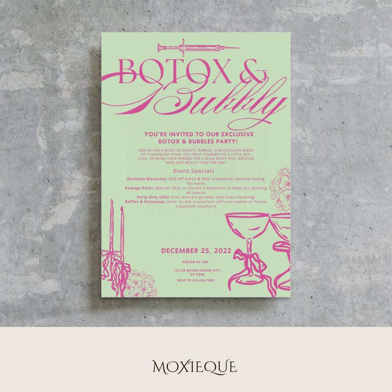 Botox Party Invite, Skin Clinic Special Flyer, Spa Flyer Template ...