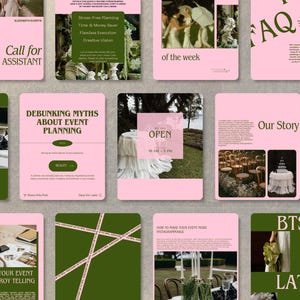 Event Planner Instagram Post Templates: Pink & Green Social Media ...