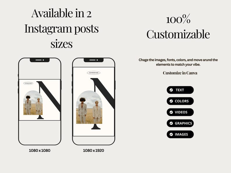Minimalist Instagram Post Templates, Canva Instagram Template Bundle ...