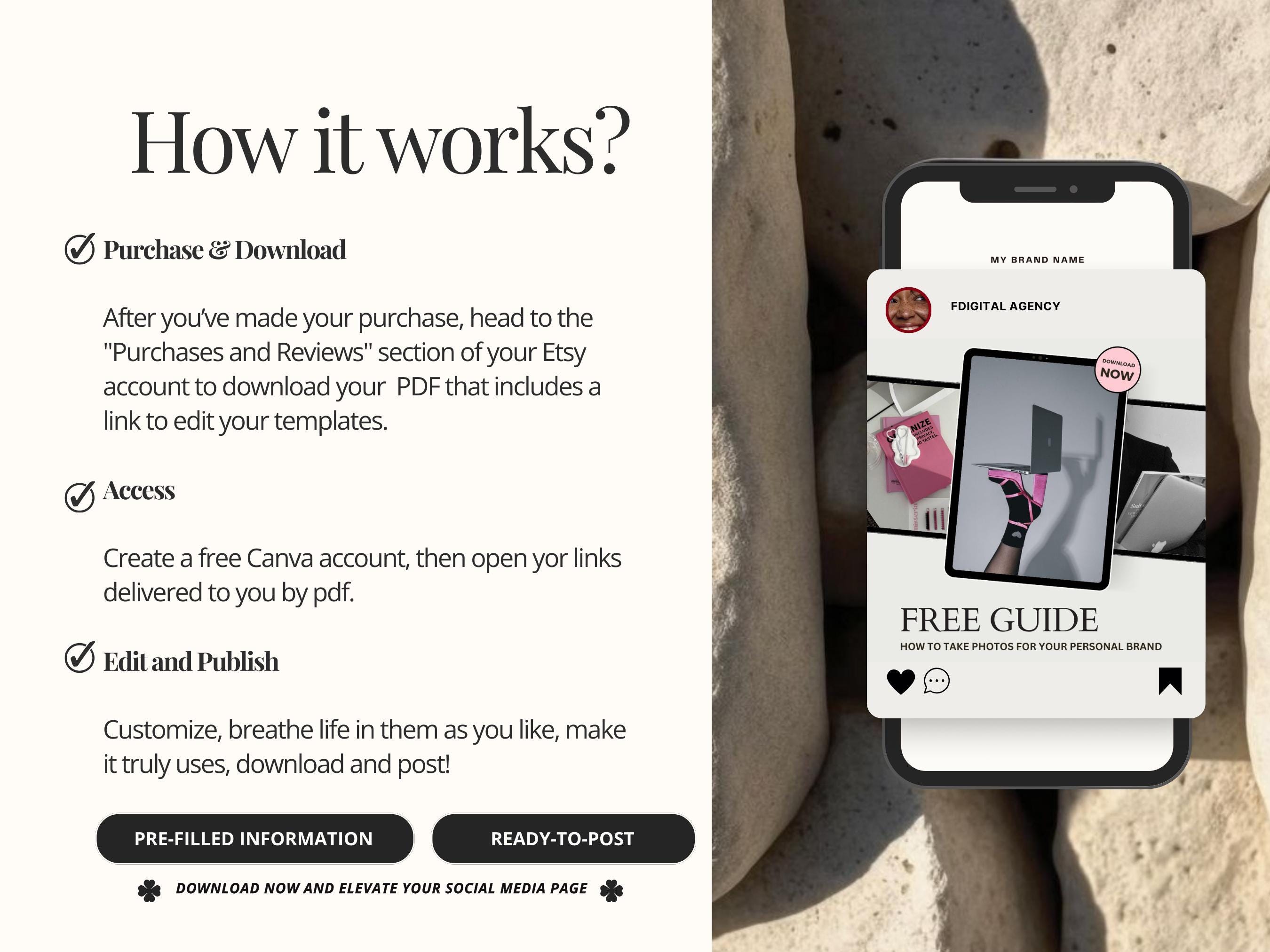 Dusty Pink Instagram Template Bundle: Social Media Manager Canva ...