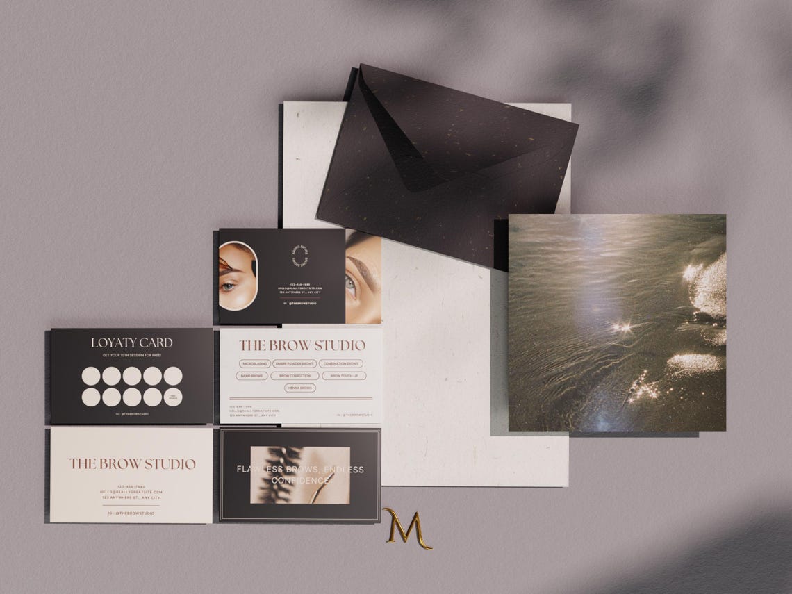 PMU Brows Business Card Template Brown, Microblading Template ...