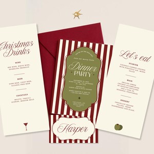 Dinner Party Invitation Template, Editable Christmas Card Bundle ...