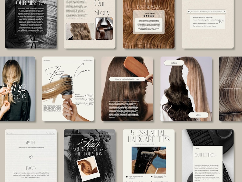 Elegant Hairstylist Instagram Post Templates, Hairstylist/hairdresser ...