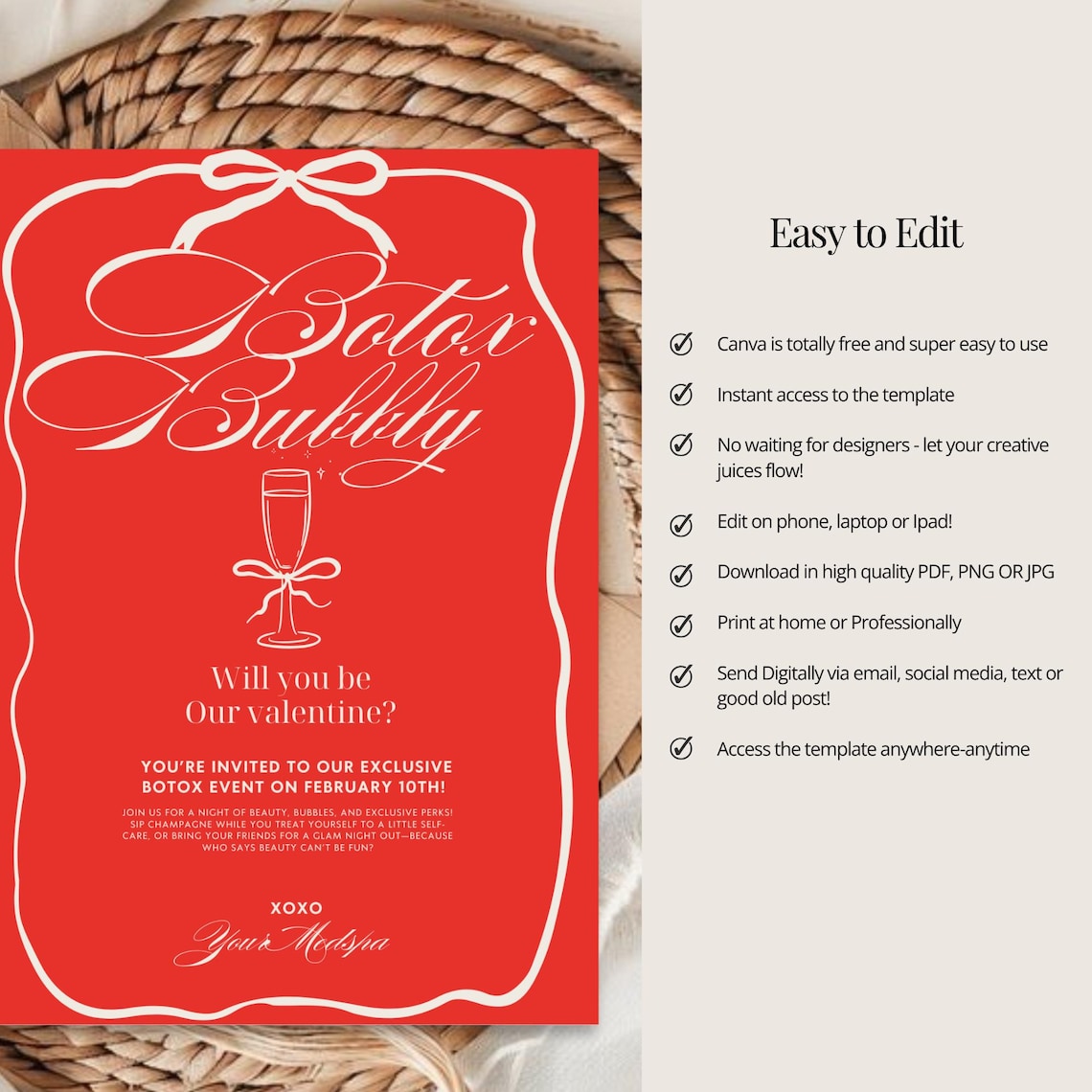 Valentine's Day Botox Party Invite, Skin Clinic Special Flyer, Spa ...