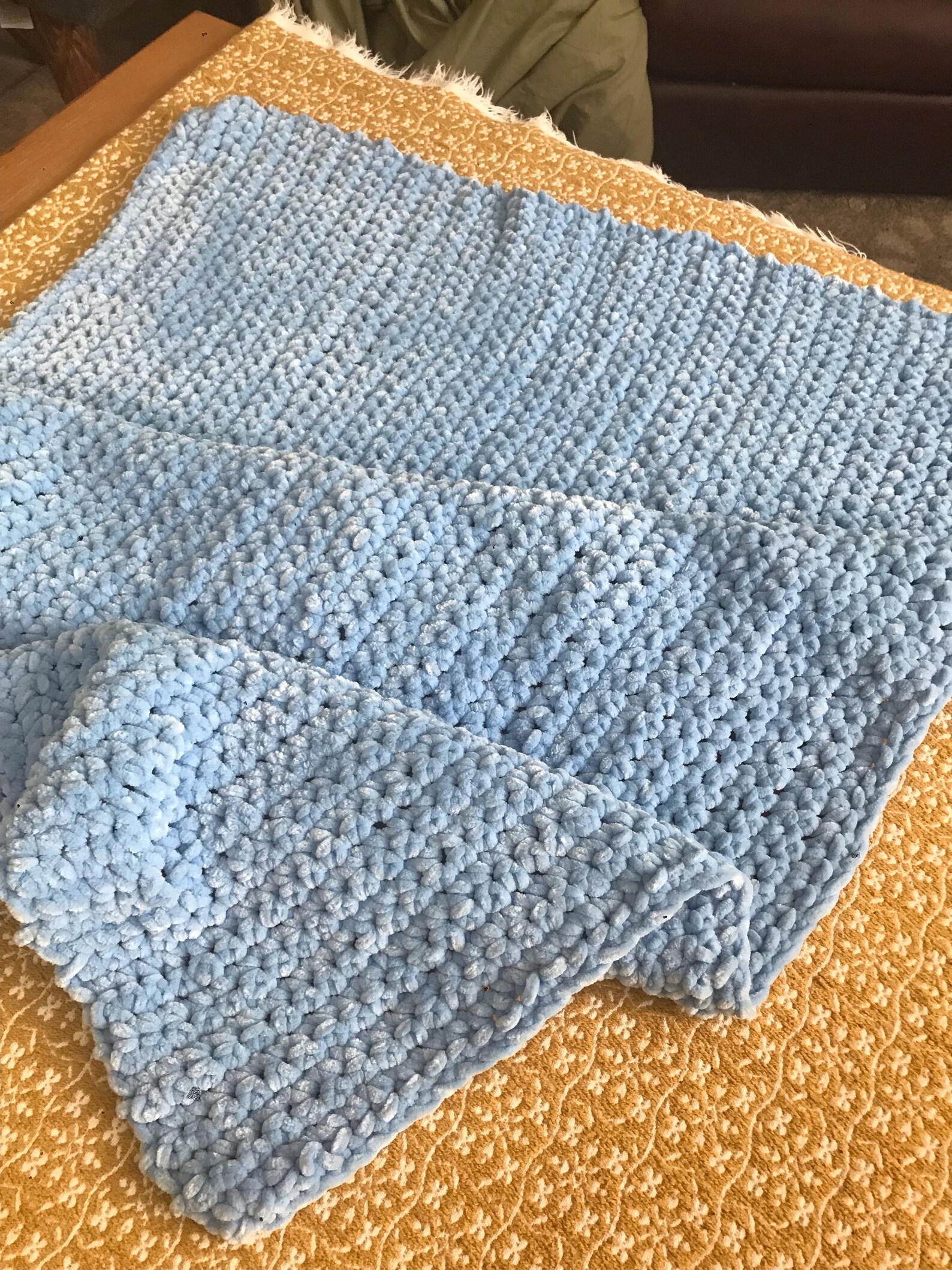 Baby Blue Crochet Baby Blanket - Etsy