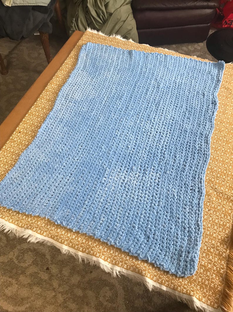 Baby Blue Crochet Baby Blanket - Etsy