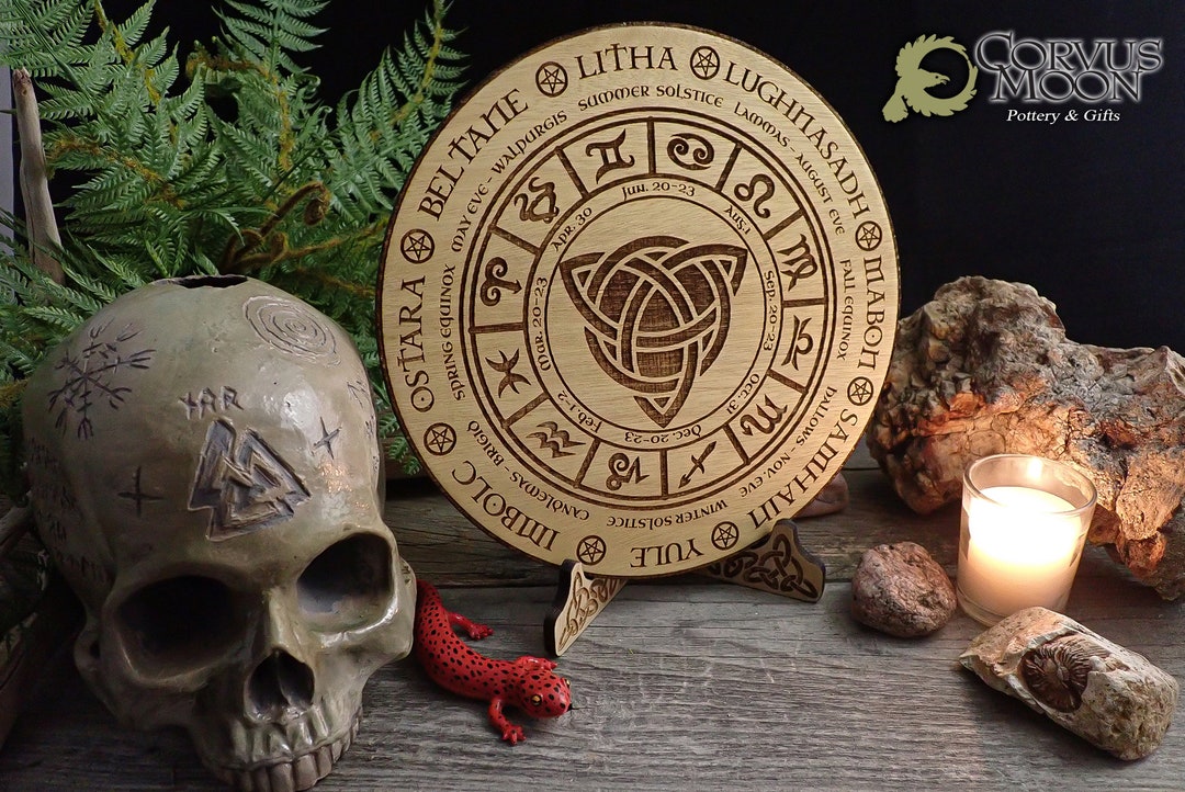 Celtic Calendar With Wooden Stand Solstice Wheel of the Year Pagan ...