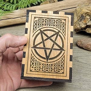 Pentagram Card Box Engraved Wood (cards NOT Included) Celtic Knot ...