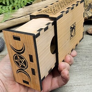 Pentagram Card Box Engraved Wood (cards NOT Included) Celtic Knot ...