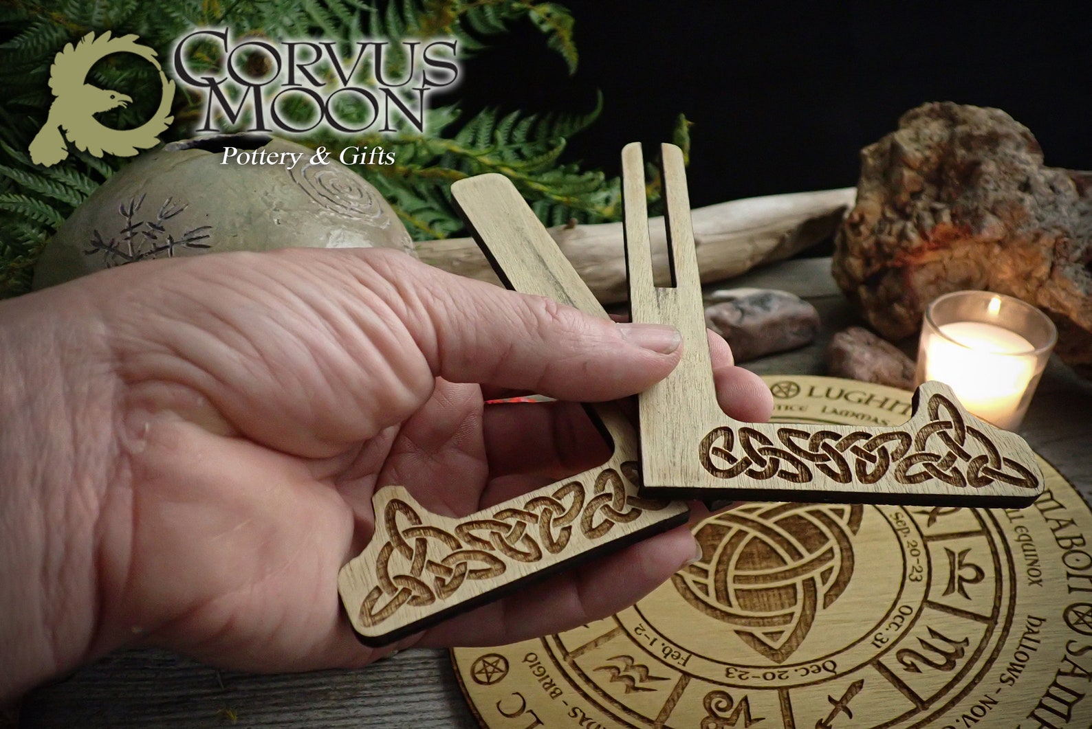 Celtic Calendar With Wooden Stand Solstice Wheel of the Year | Etsy