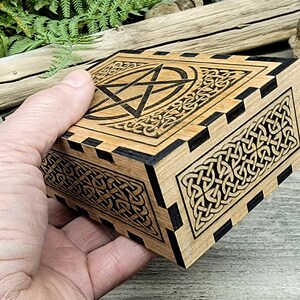 Pentagram Card Box Engraved Wood (cards NOT Included) Celtic Knot ...