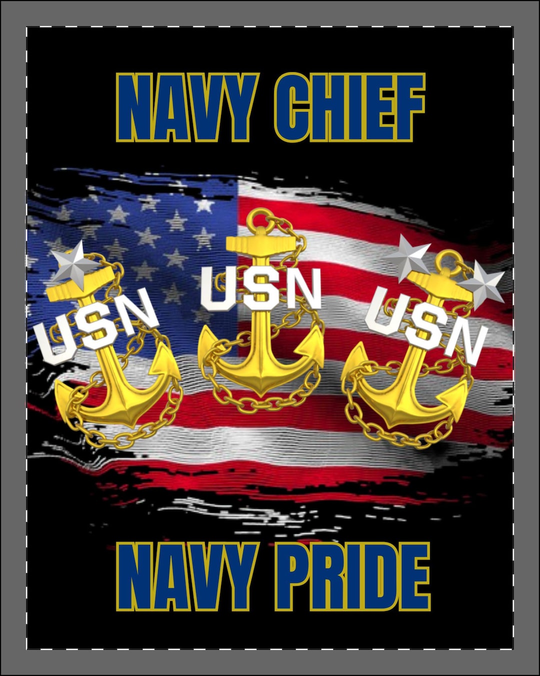 Navy Chief Navy Pride Framed Wall Art USN Anchor Emblem Decor Military ...
