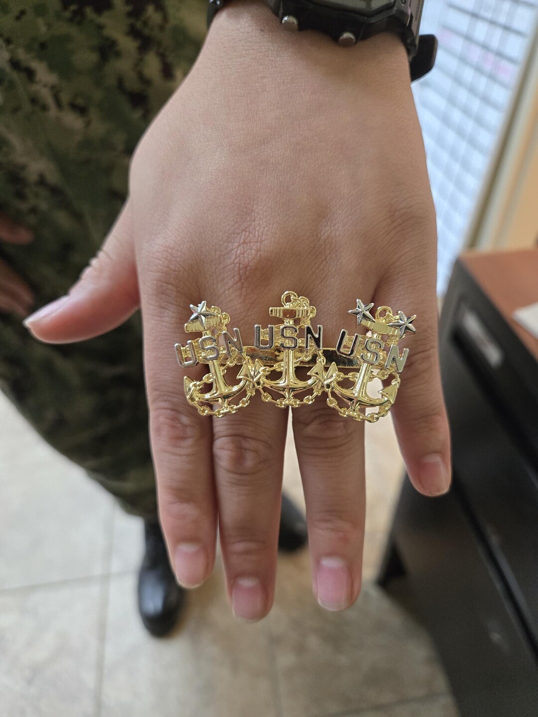 US Navy Chief Tri-anchor Two-finger Ring Bold Military Jewelry, Iconic ...