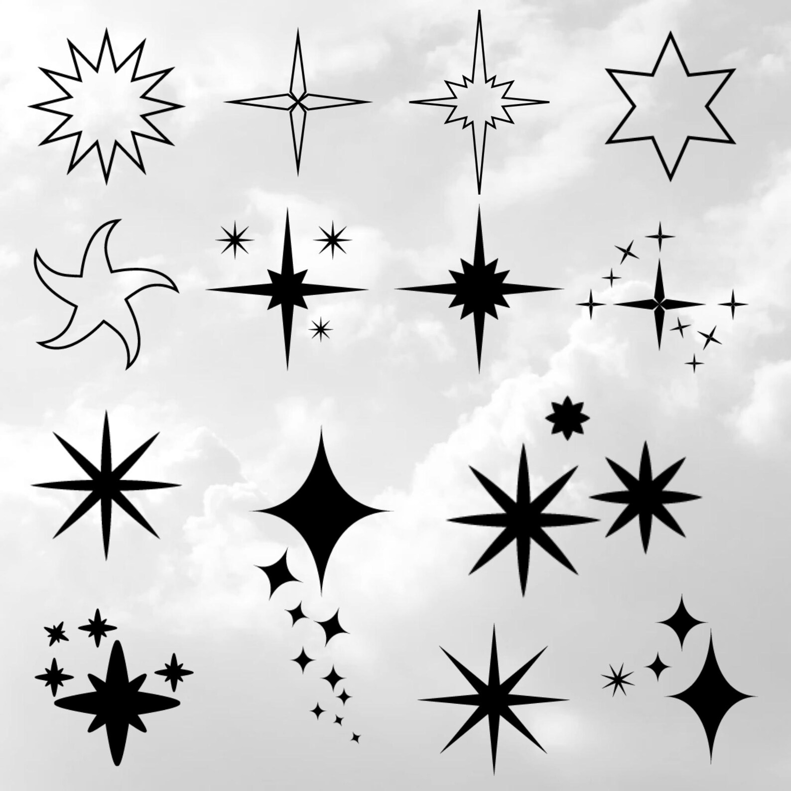 76 Sparkle Star SVG Bundle Celestial Clipart for DIY Crafts, Stickers ...