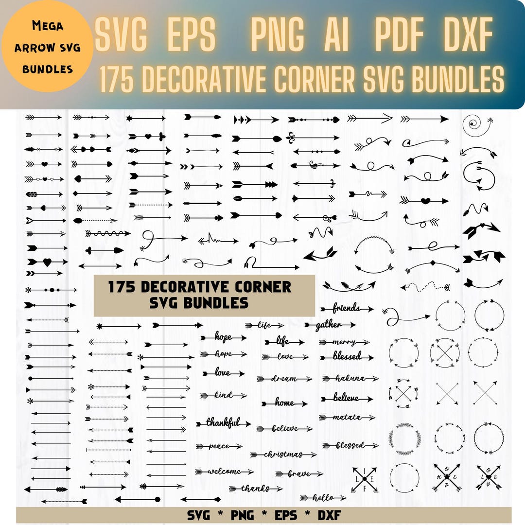 175 Mega Decorative Corner Arrow SVG Bundle for DIY Crafting ...