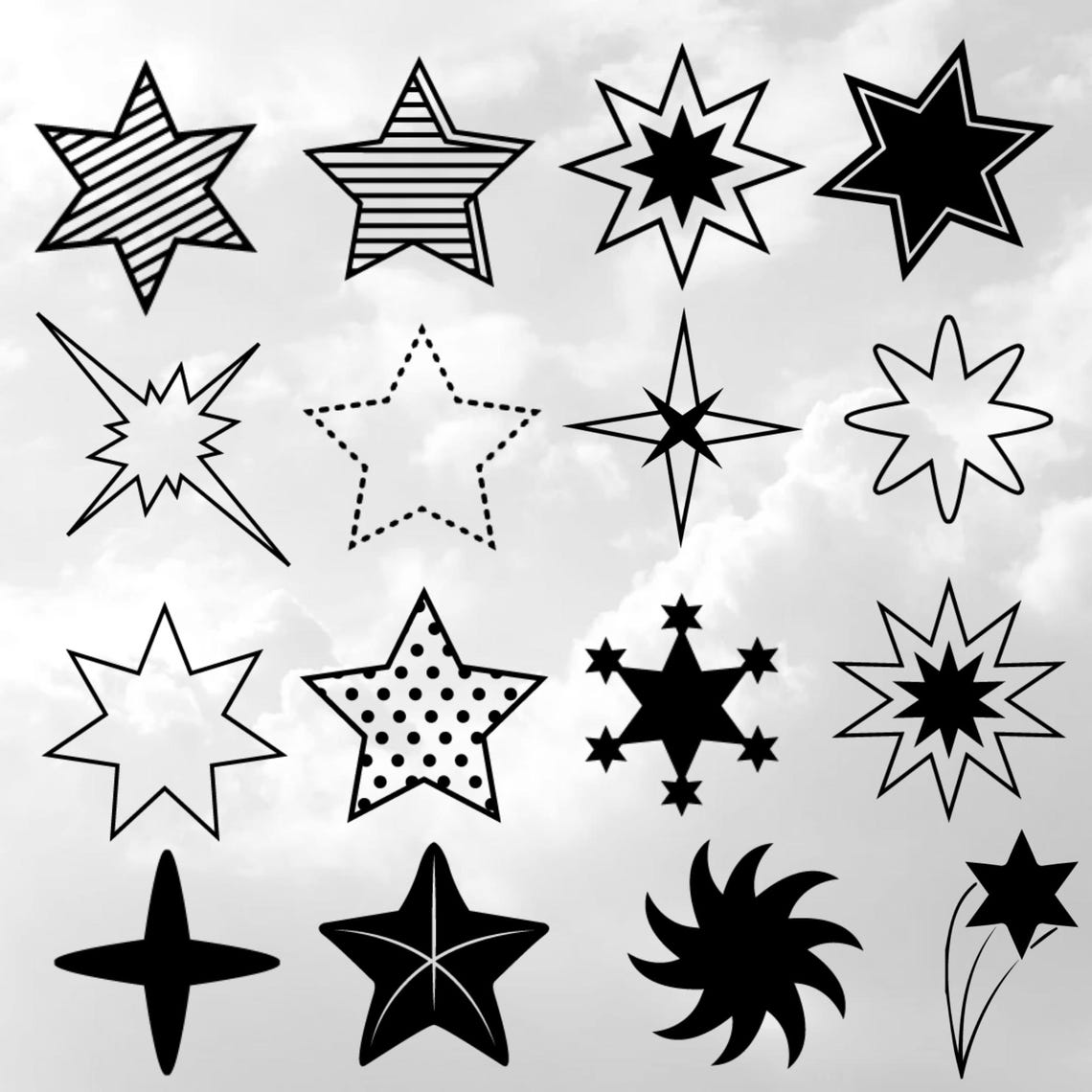 76 Sparkle Star SVG Bundle Celestial Clipart for DIY Crafts, Stickers ...