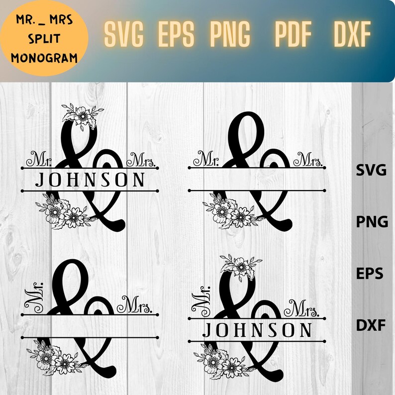 Family Name Monogram SVG, Floral Frame Svg, Split Monogram, Baby Shark ...