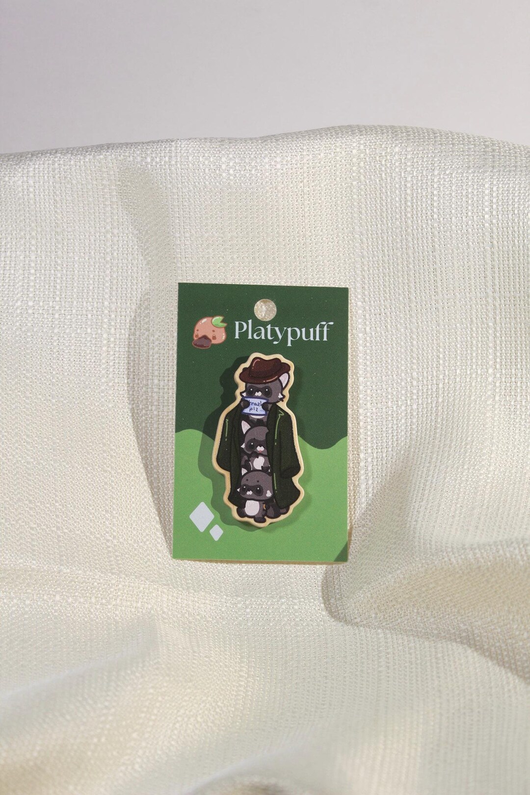3 Raccoons in a Trenchcoat Wood Pin - Etsy