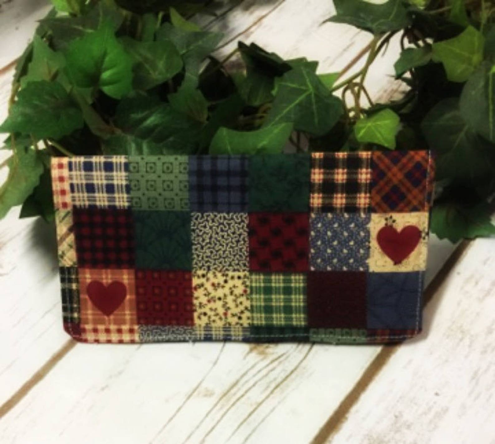Handmade Quilted Checkbook Cover: Patchwork Fabric Wallet - Etsy