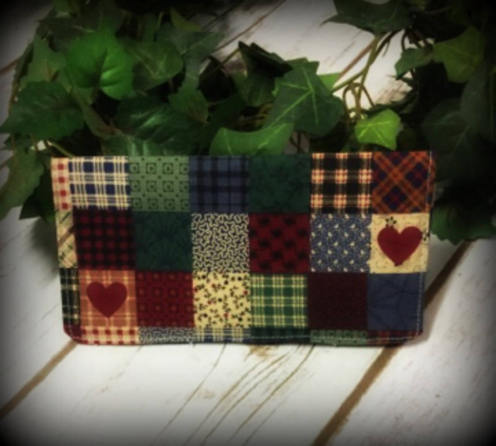 Handmade Quilted Checkbook Cover: Patchwork Fabric Wallet - Etsy
