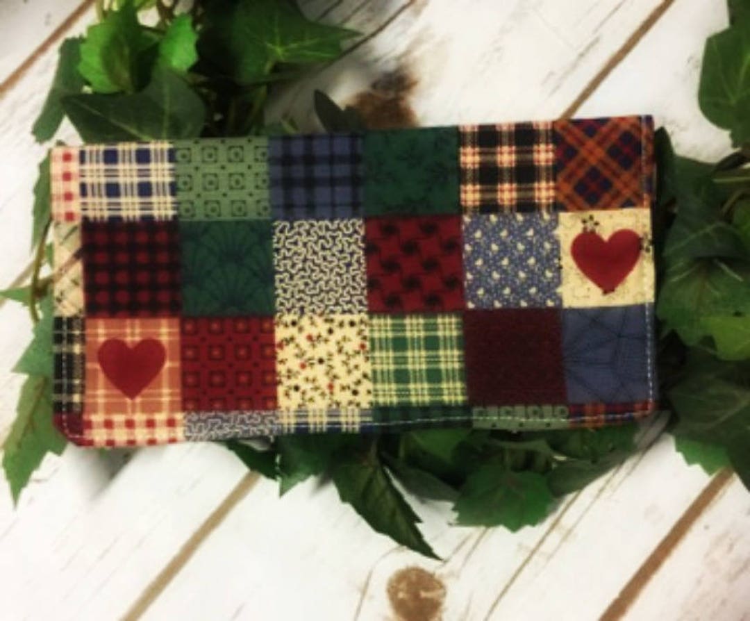 Handmade Quilted Checkbook Cover: Patchwork Fabric Wallet - Etsy