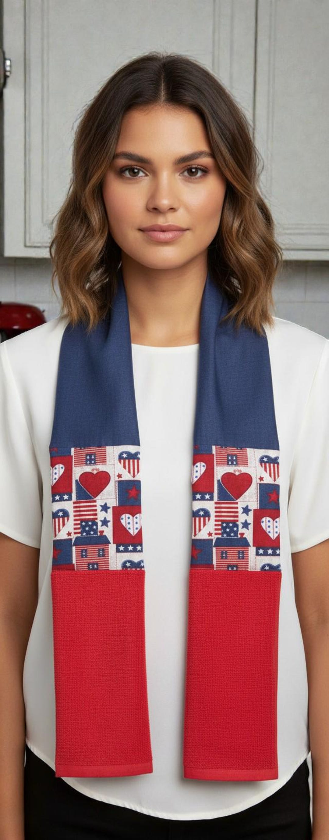 Red White & Blue Kitchen Boa – Wearable Dish Towel – Patriotic Kitchen ...