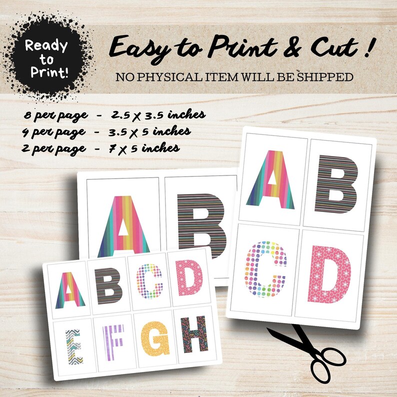 Tarjetas didácticas del alfabeto, letras coloridas, descarga digital ...