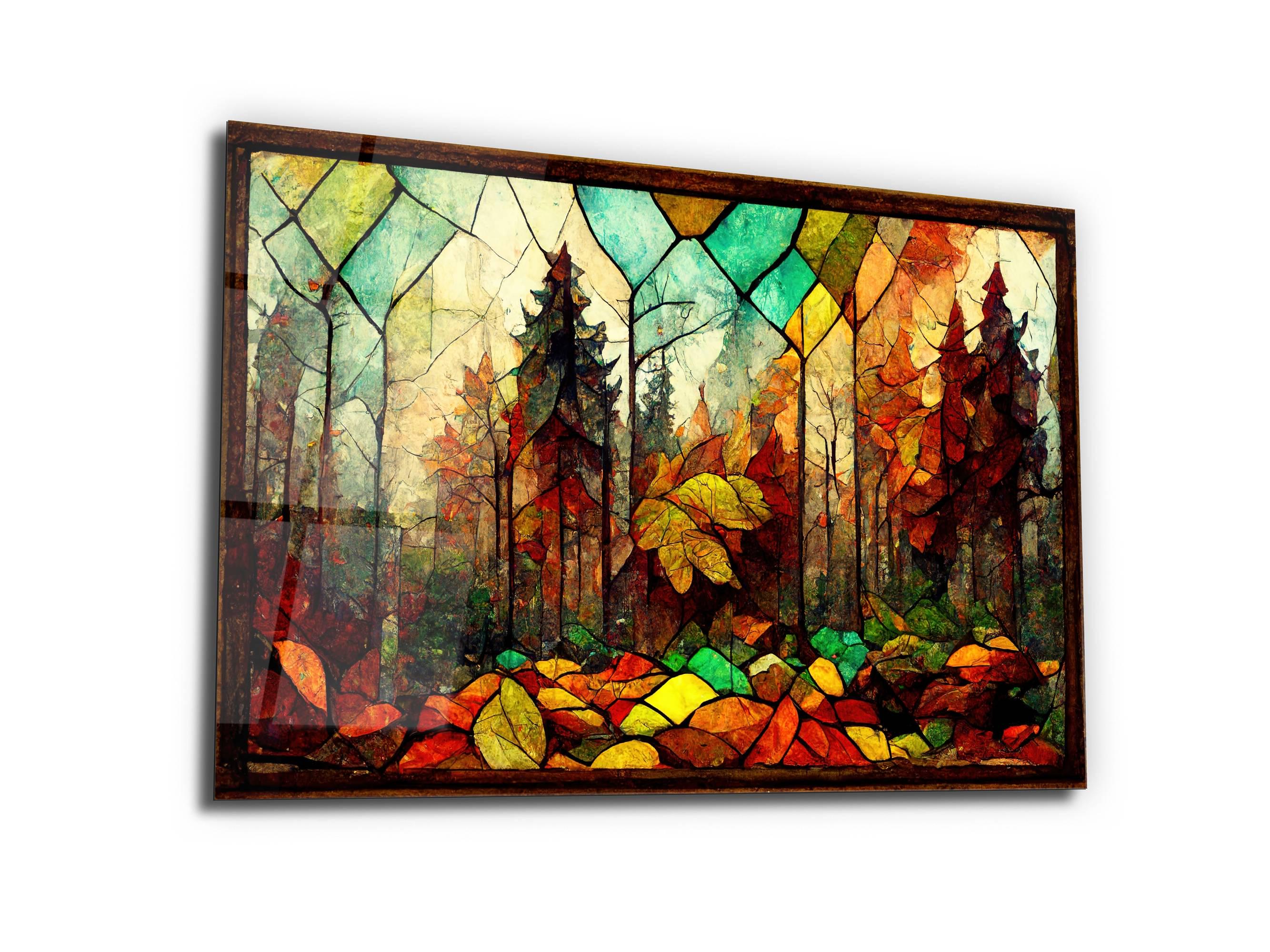 Stained Glass Autumn Tree of Life Art Work, Home&office Watercolor Wall ...