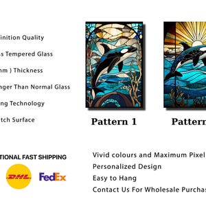 Orca Stained Glass Pattern Window Panel, Stain Glass Art Decor Gift ...