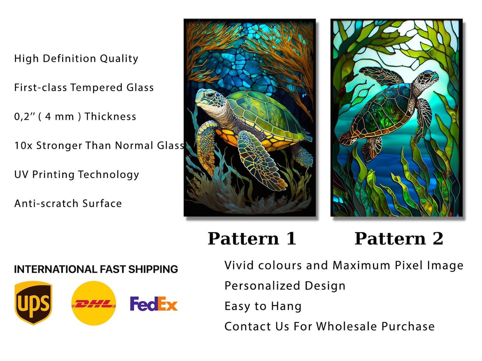 Stained Glass Pattern Sea Turtle, Stain Glass Window Panel Gift, Home ...