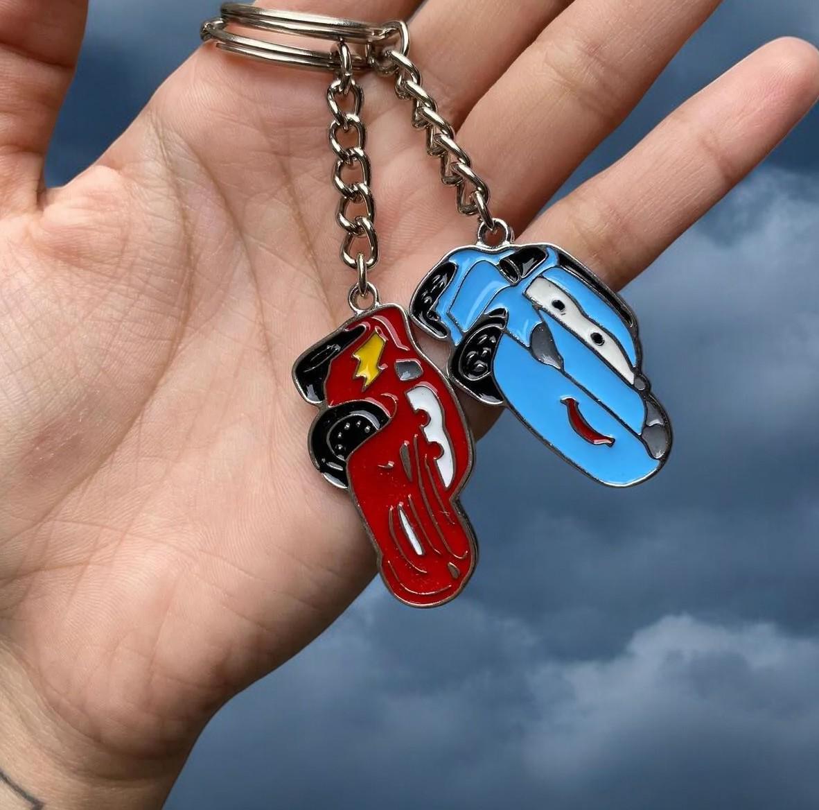 Cars Mcqueen and Sally Double Metal Keychain - Etsy