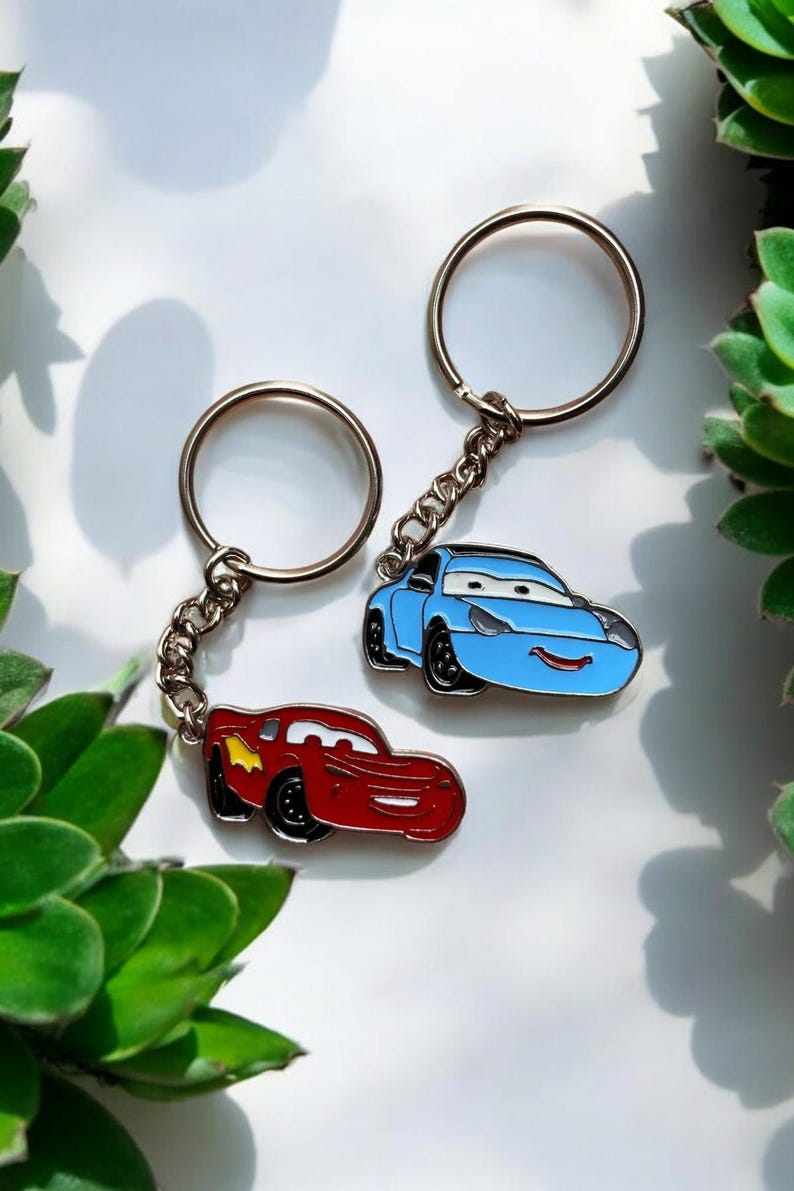 Cars Mcqueen and Sally Double Metal Keychain - Etsy