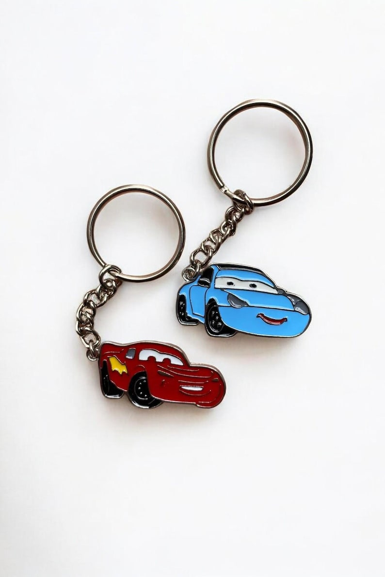 Cars Mcqueen and Sally Double Metal Keychain - Etsy