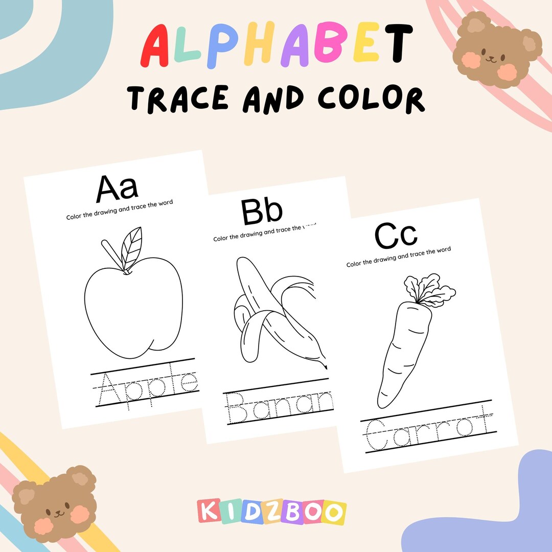 26 Alphabet Worksheets, ABC Worksheets, Trace and Color, Letter Tracing ...