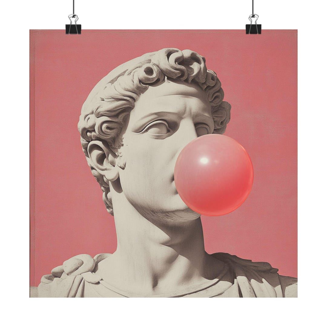 Poster Print, Roman Emperor Bubble Gum Pink Background Art, Wall Art ...