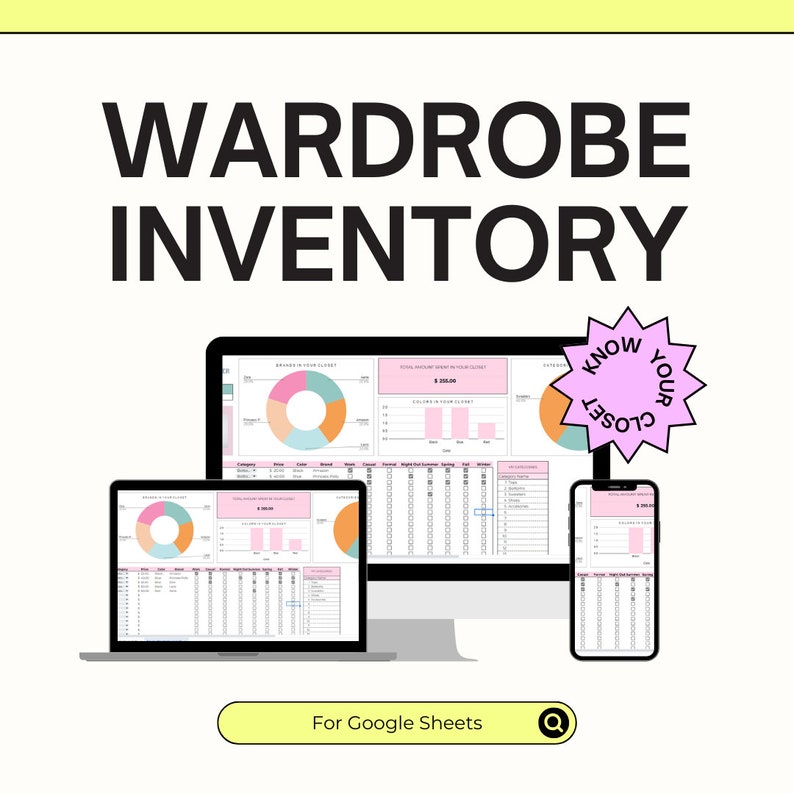 Wardrobe Inventory and Insight Template for Google Sheets Clothing ...