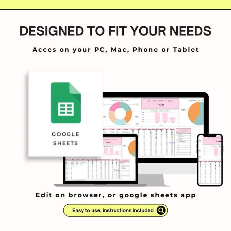 Wardrobe Inventory and Insight Template for Google Sheets Clothing ...