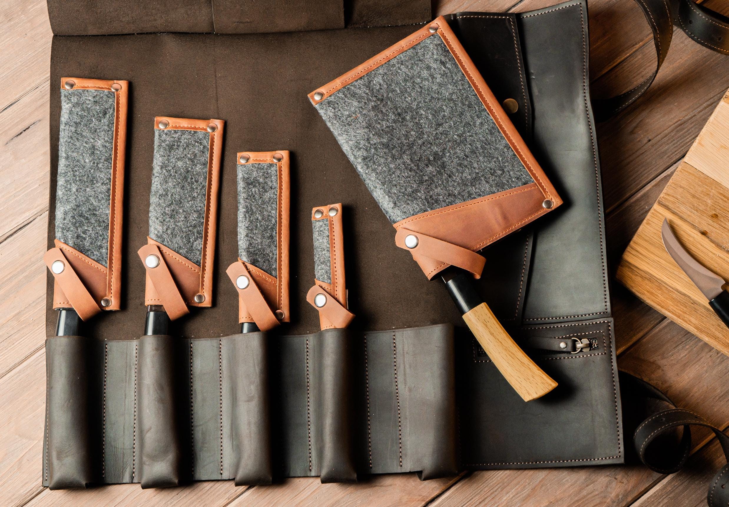 Handmade Leather Knife Sheath for Kitchen, Leather Knife Cover, Custom ...