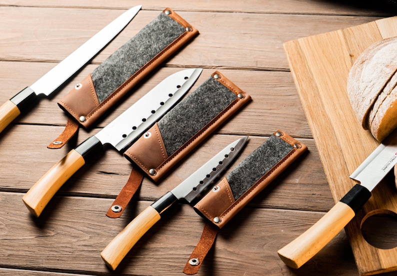 Handmade Leather Knife Sheath for Kitchen, Leather Knife Cover, Custom ...
