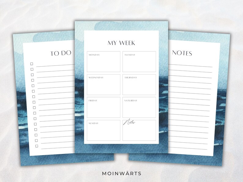 Coastal Planner Set: Printable To-do List, Note Template & Weekly ...