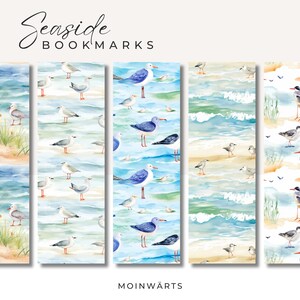Printable Watercolor Coastal Bookmarks, Digital PDF Download in A4 and ...