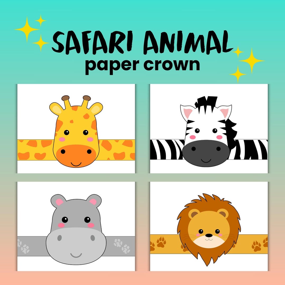 Safari Animal Paper Crown | Printable Jungle Crown for Kids' Birthday ...