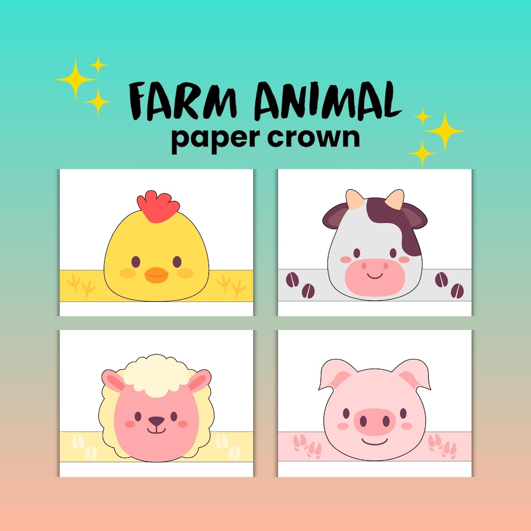 Farm Animal Paper Crown | Printable Farmyard Crown for Kids' Birthday ...