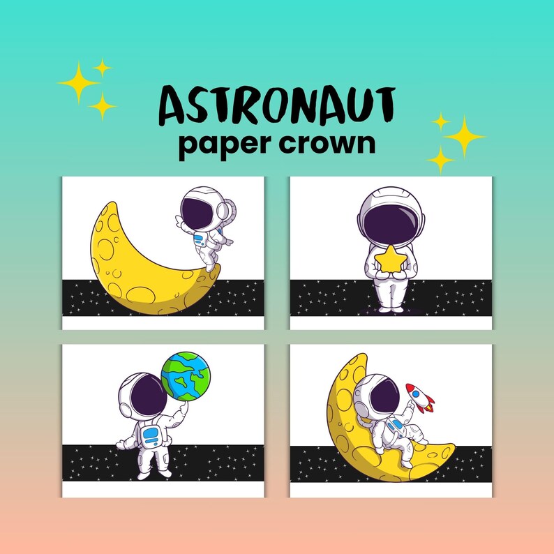 Astronaut Paper Crown | Printable Space Crown for Kids' Birthday Party ...