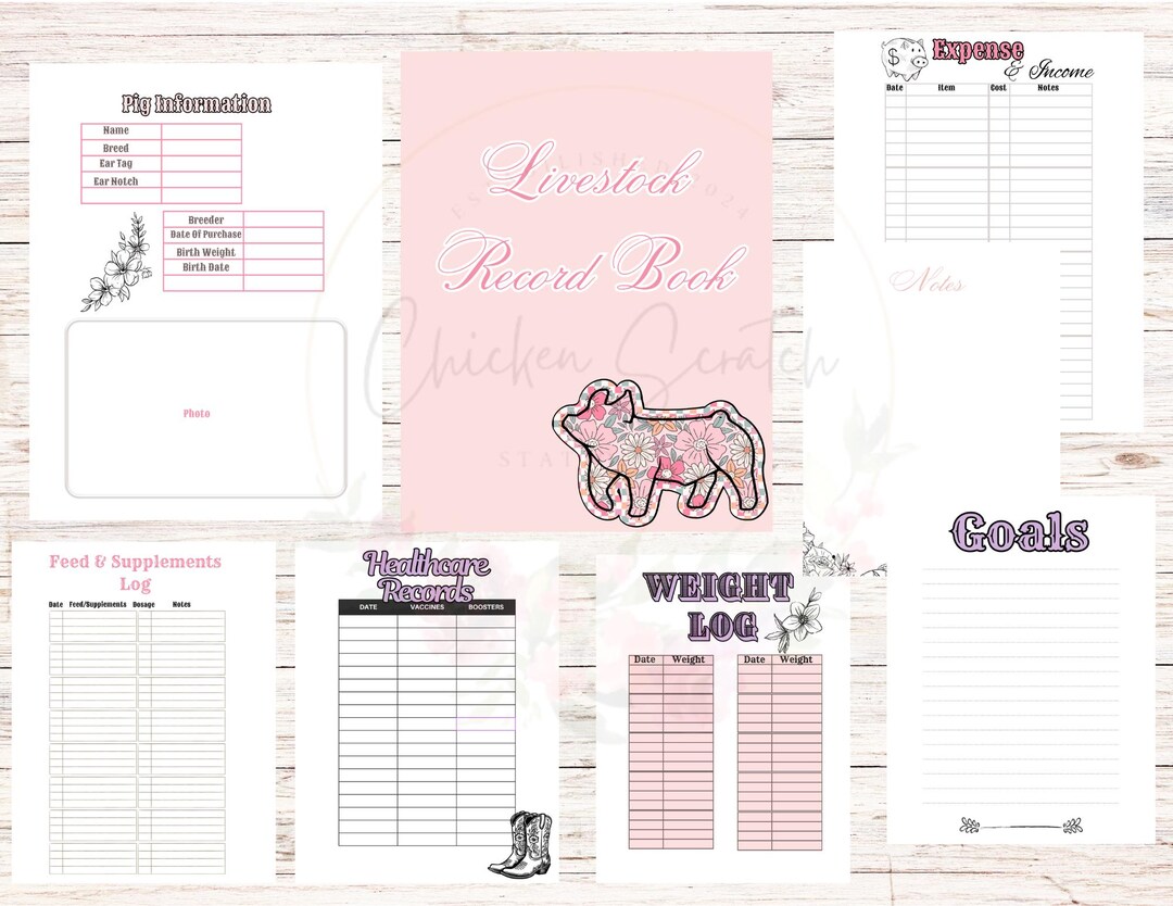 PRINTABLE Livestock Show Record Book, Pig Show, Show Mom, FFA, Record ...