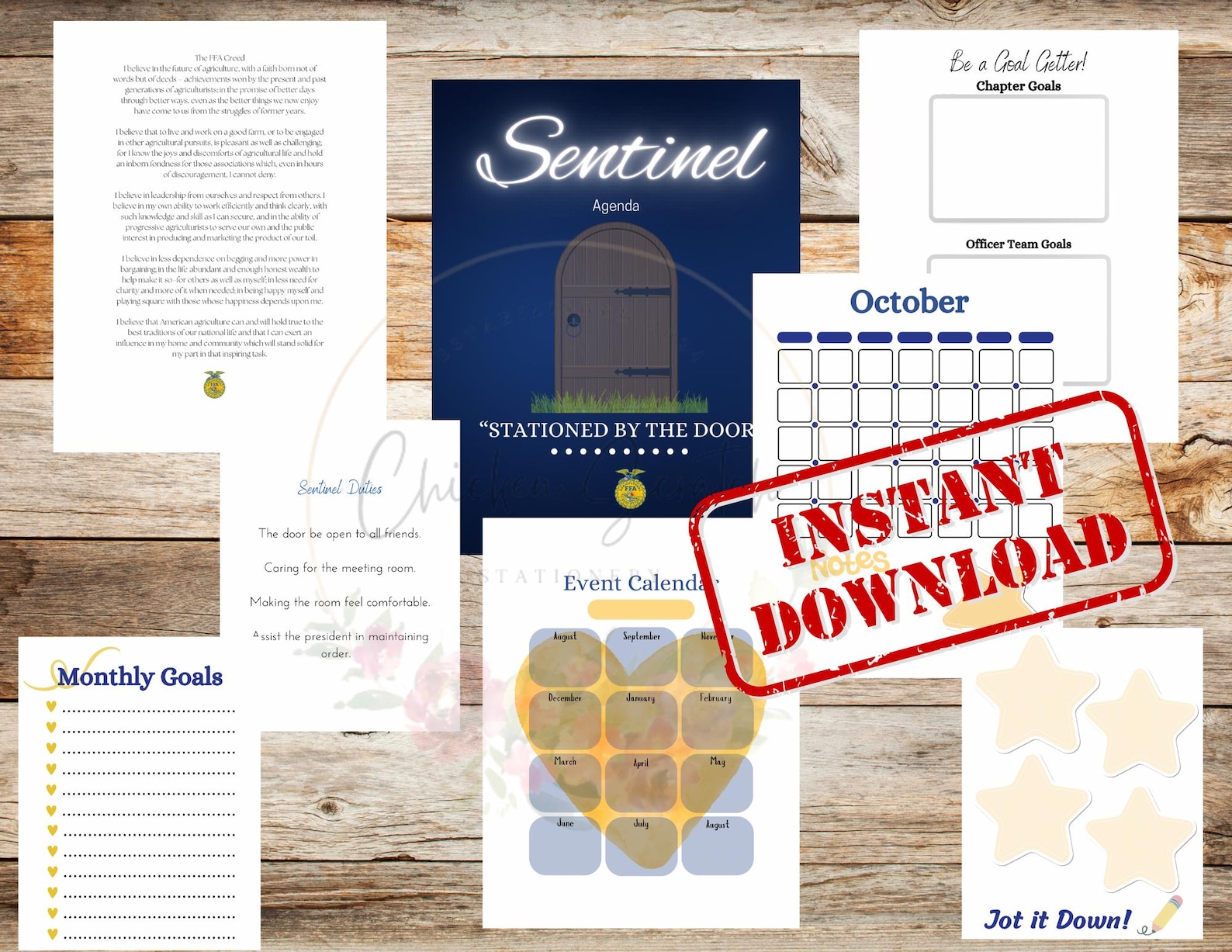 Printable FFA Sentinel Agenda: Record Keeping, Officer Planner (digital ...