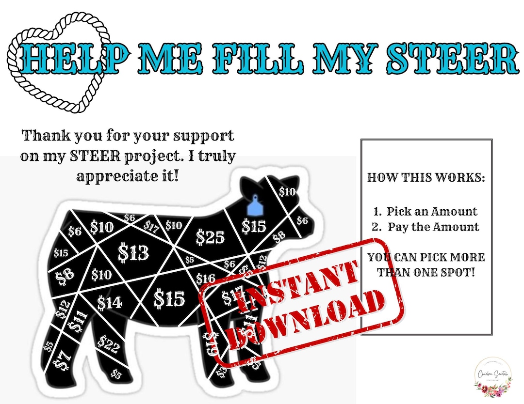 Fill My Steer Fundraiser: FFA, Animal Project (instant Download) - Etsy